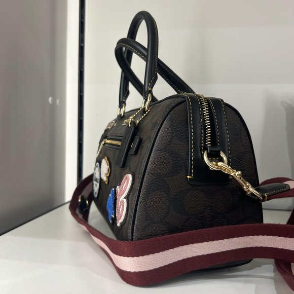 Coach | Bags | Coach Ce592 Rowan Satchel Crossbody Signature Canvas With Ski Patches Nwt | Poshmark